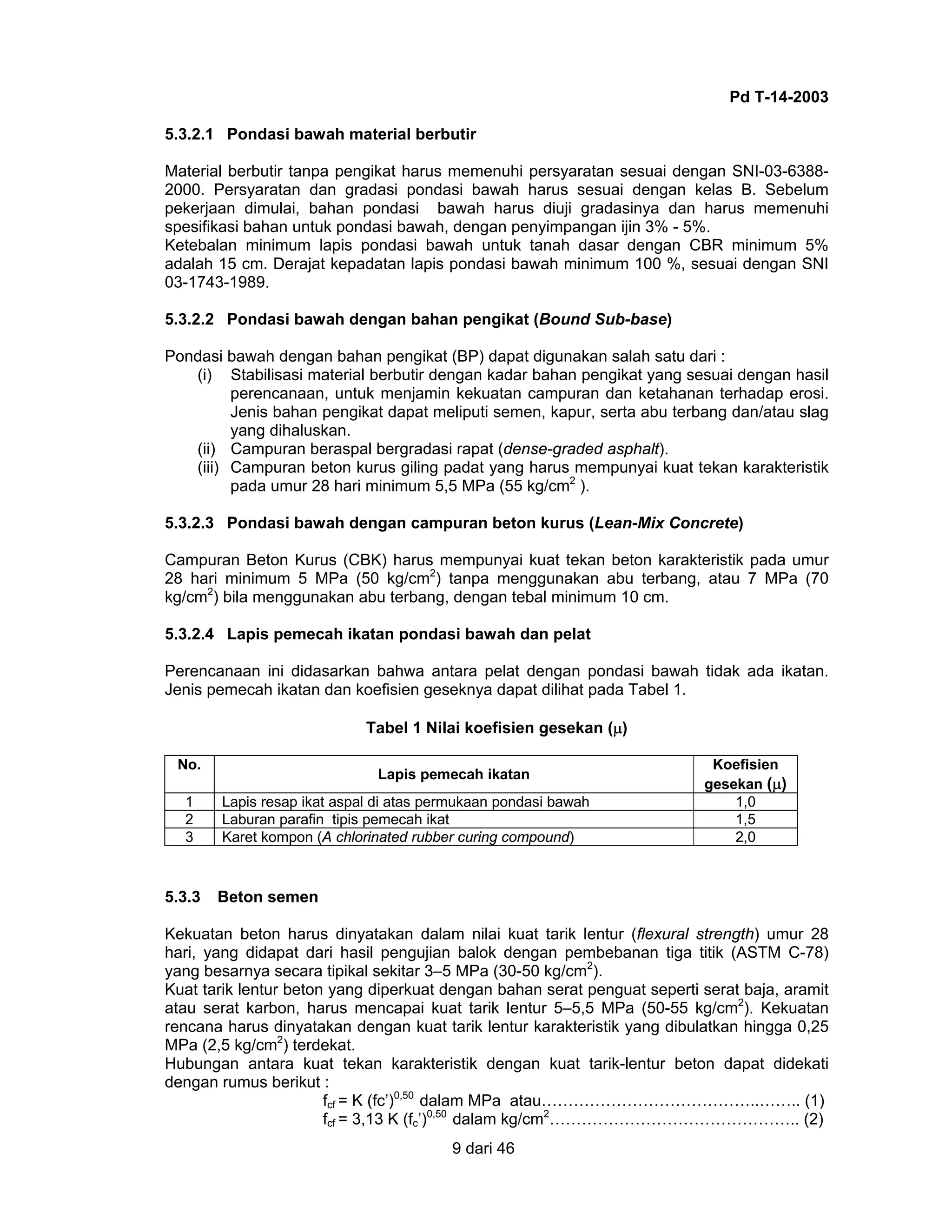 Pd t 14-2003 - perencanaan perkerasan jalan beton semen | PDF