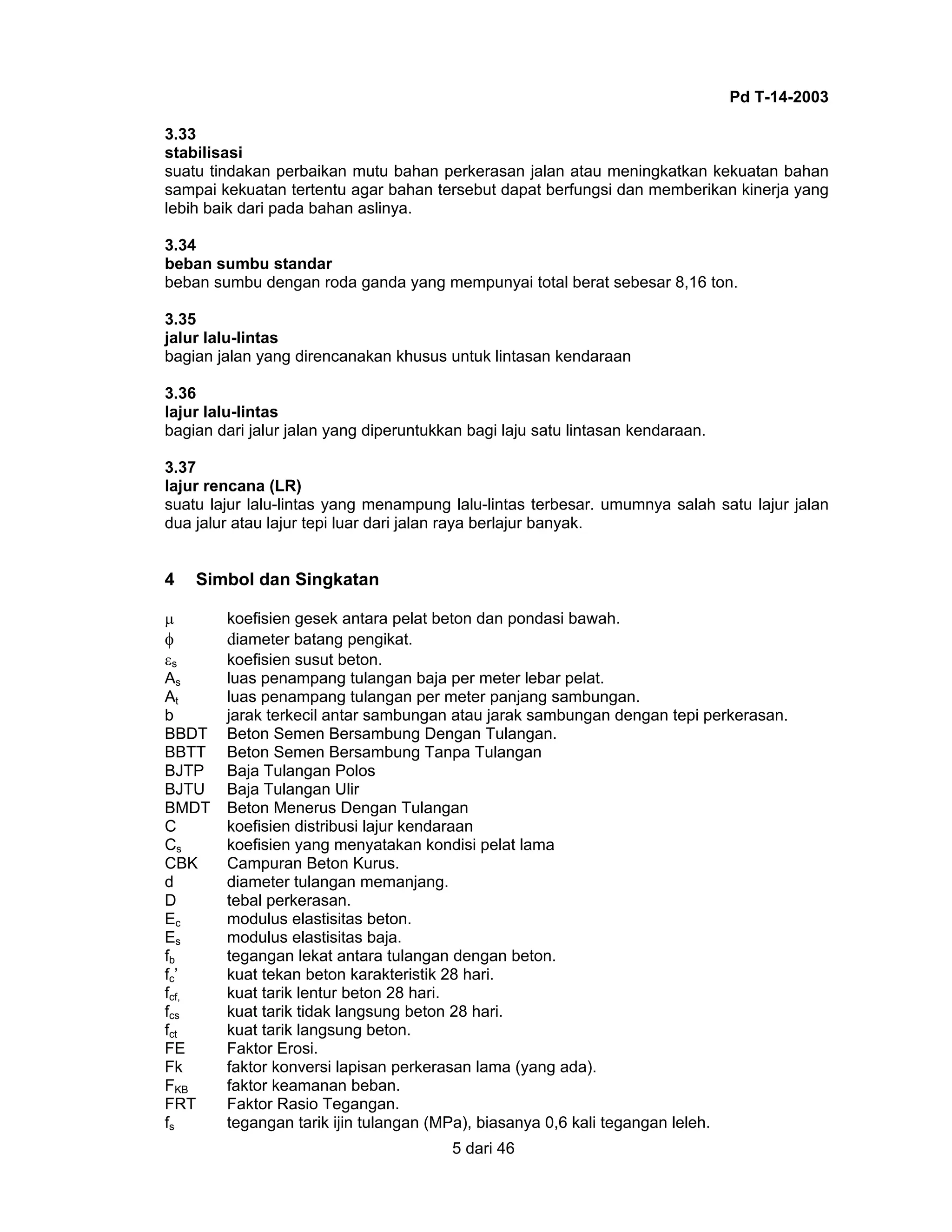 Pd t 14-2003 - perencanaan perkerasan jalan beton semen | PDF