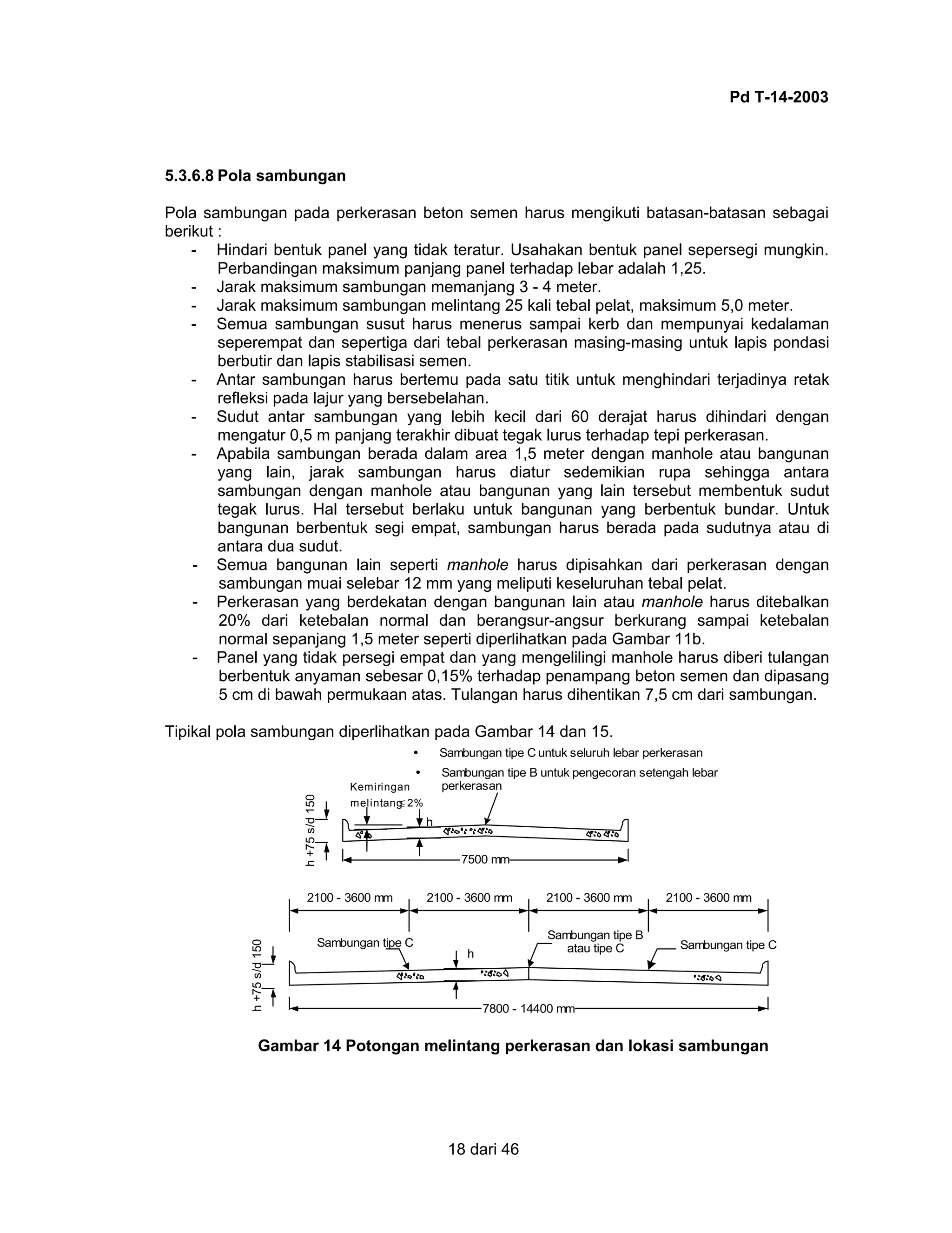 Pd t 14-2003 - perencanaan perkerasan jalan beton semen | PDF