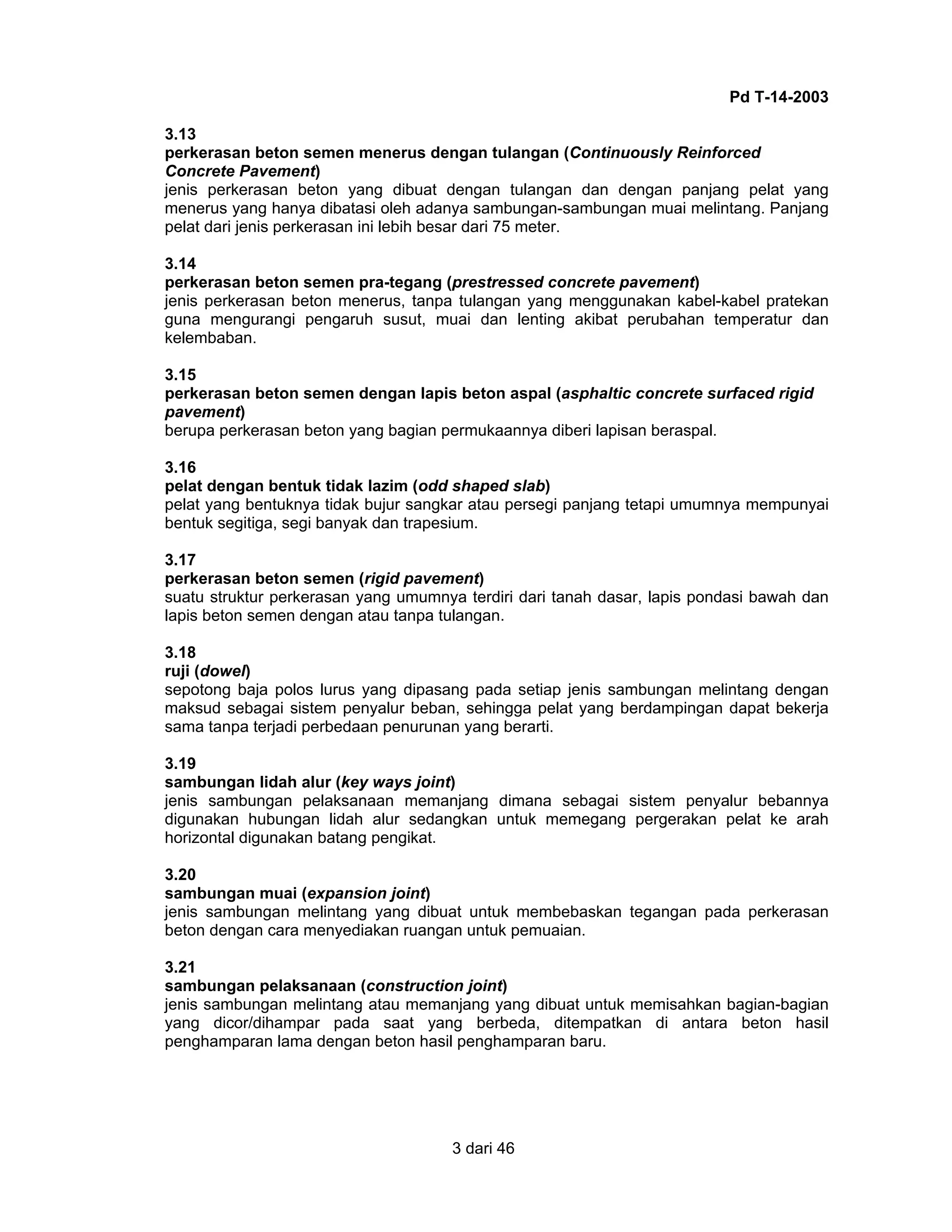 Pd t 14-2003 - perencanaan perkerasan jalan beton semen | PDF