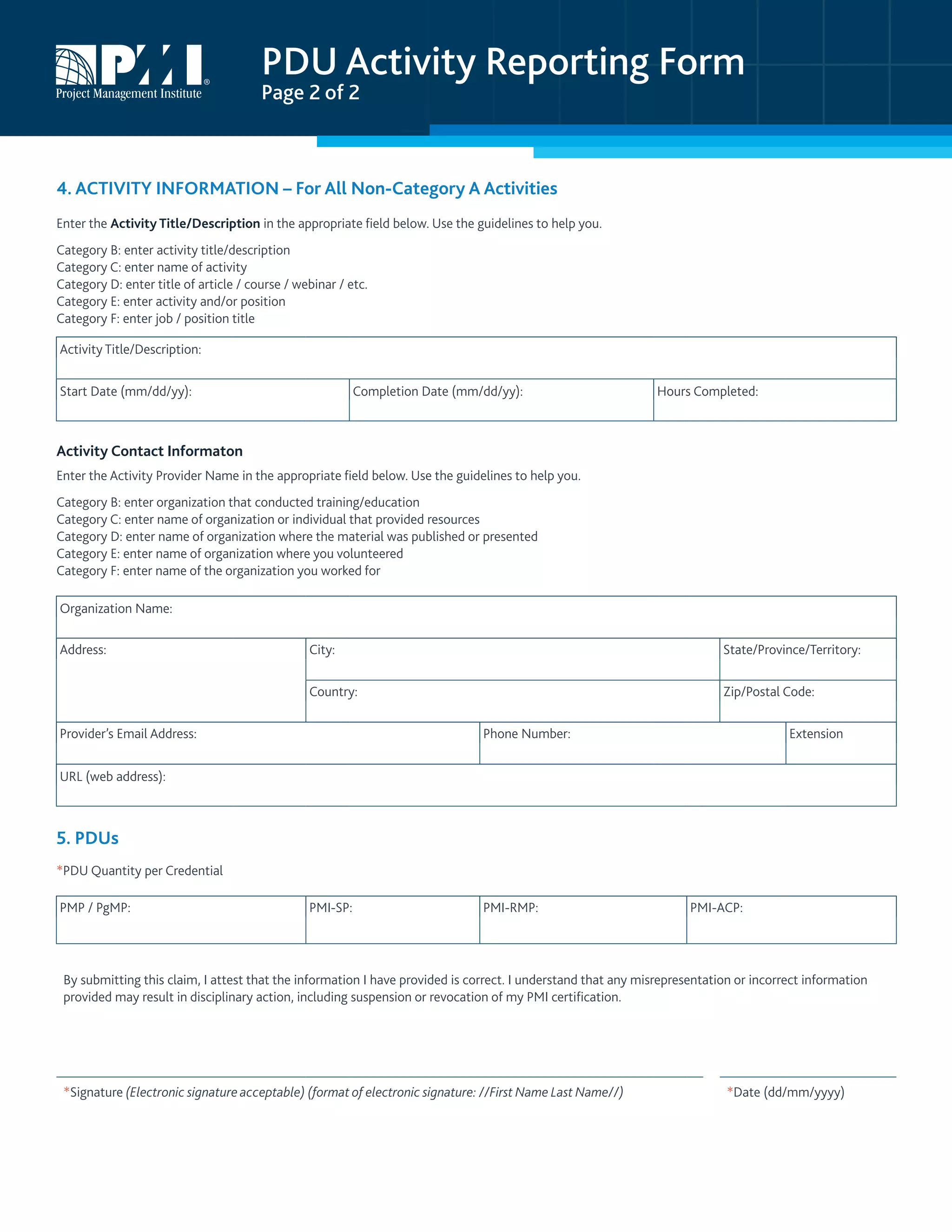 Pdu activity reporting form | PDF | Resume Writing and Advice | Job Search