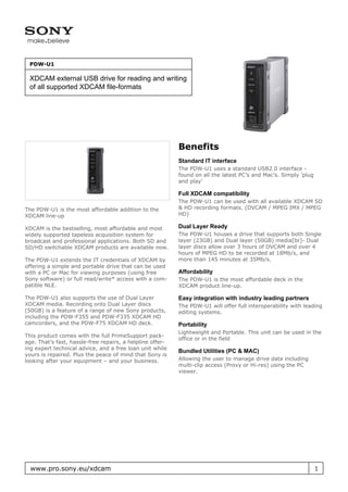 Sony PDW-U1 | PDF