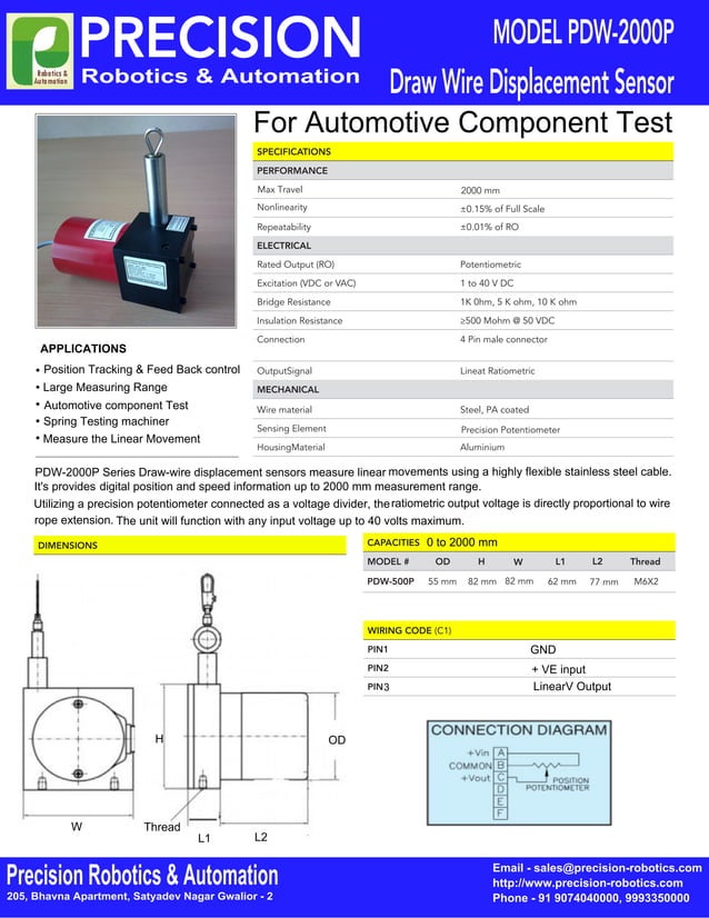 Draw wire sensor - Pdw 2000 p | PDF | Physics | Science