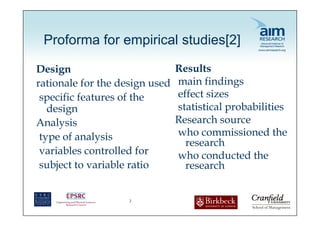 Systematic Reviews and Research Synthesis, Part 2 | PPT