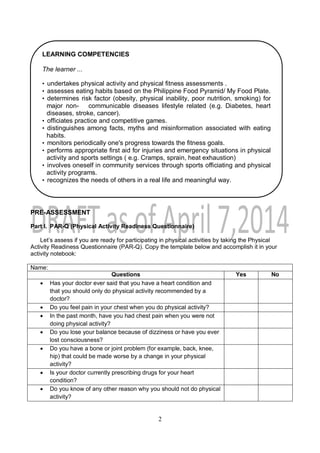K TO 12 GRADE 9 LEARNER’S MATERIAL IN PE | PDF