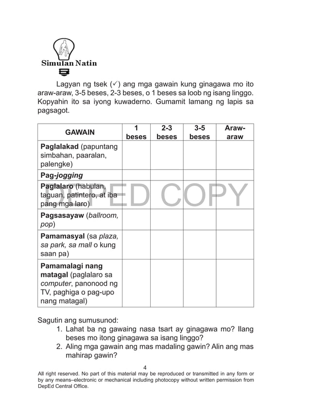 K TO 12 GRADE 4 LEARNER’S MATERIAL IN PHYSICAL EDUCATION (Q1-Q4) | PDF