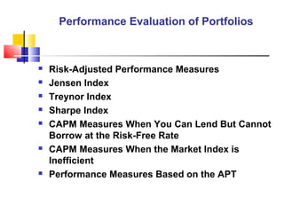 Performance Evaluation of Portfolios | PPT