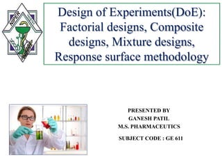 Design of Experiment ppt by Ganesh Asabe | PPTX | Pharmaceutical ...