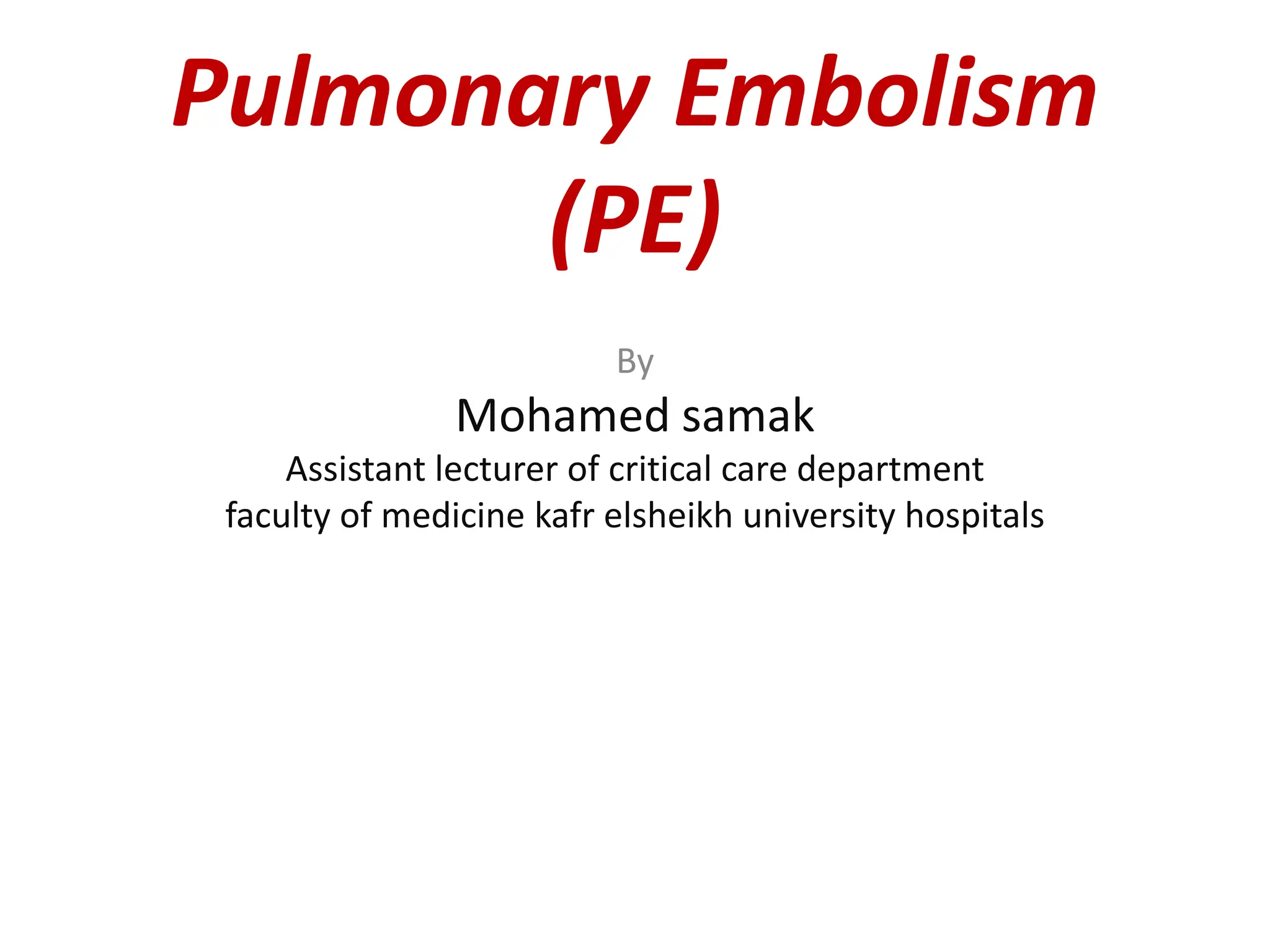 pe.pptx pulmonary embolism diagnosis and management | PPT