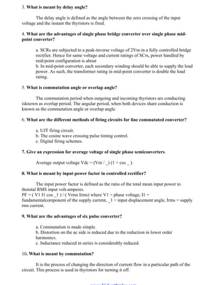 Power Electronics 2 mark Questions | PDF