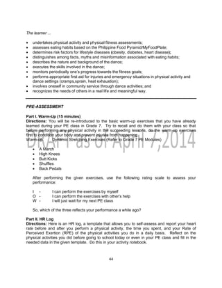 Physical Education (P.E.) Grade 9 Module (1st - 4th Quarter) | PDF