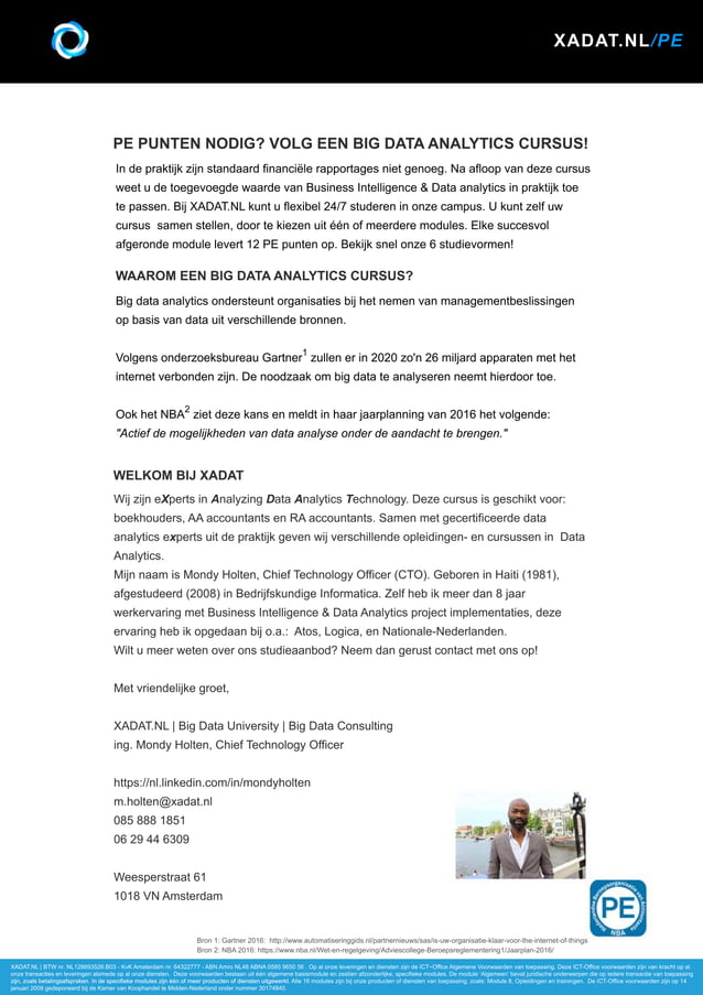 Pe cursus-data-analytics-xadat-nl RA en AA accountants | PDF