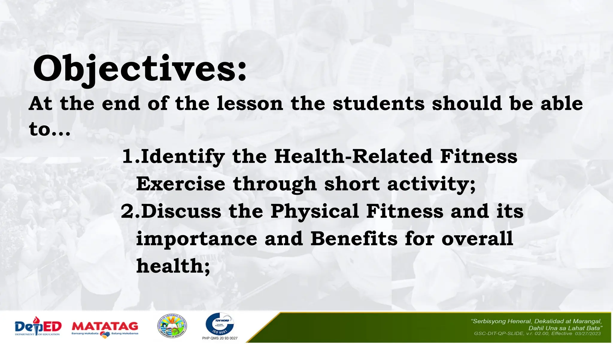 Grade 8 Physical Education- Physical Fitness Test | PPTX