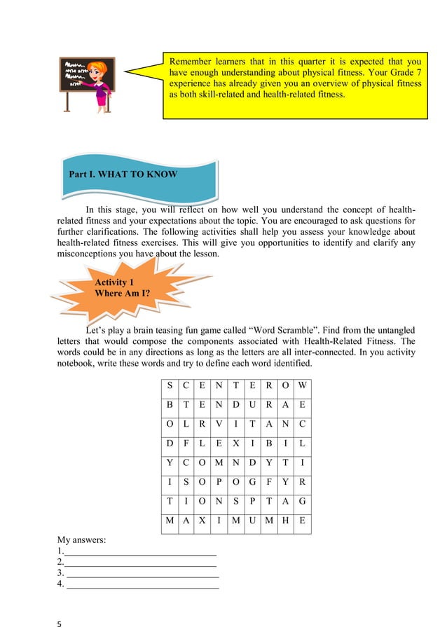 Grade 8 PE module(Q1) | PDF | Fitness and Exercise | Healthy Living