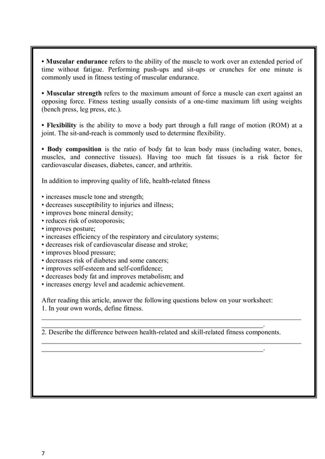 Grade 8 PE module(Q1) | PDF | Fitness and Exercise | Healthy Living