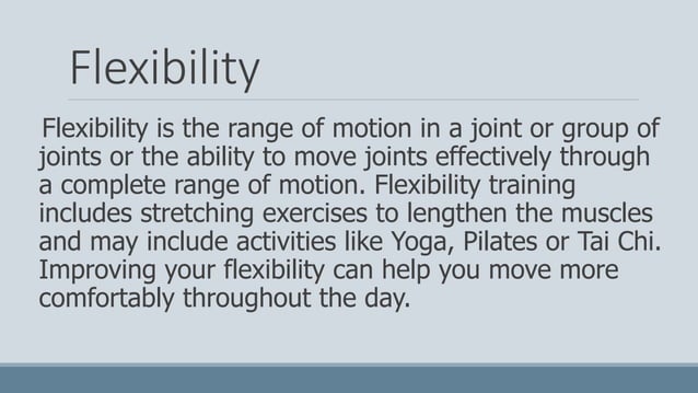 PE 11 week 4 Assessment of Flexibility.pptx | Physical Therapy | Wellness