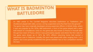The History, Development, and Main Parts of the Sport of Badminton | PPTX