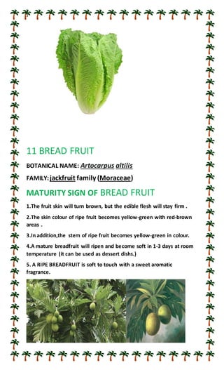 Maturity indecs of minor fruits and vegetables | DOCX