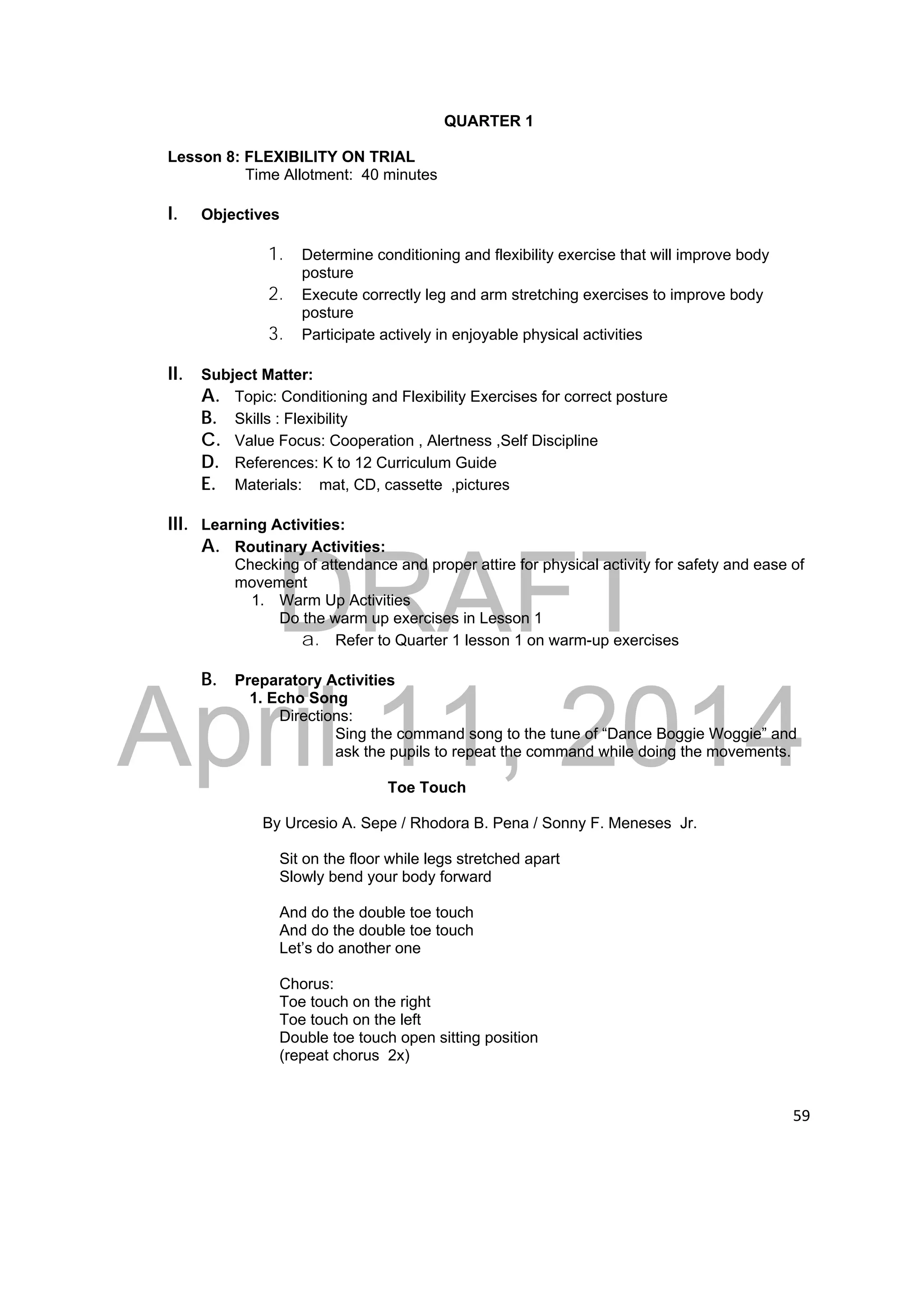 Grade 3 PE Teachers Guide | PDF