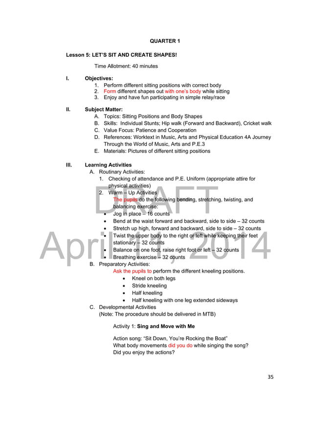 Grade 3 PE Teachers Guide | PDF