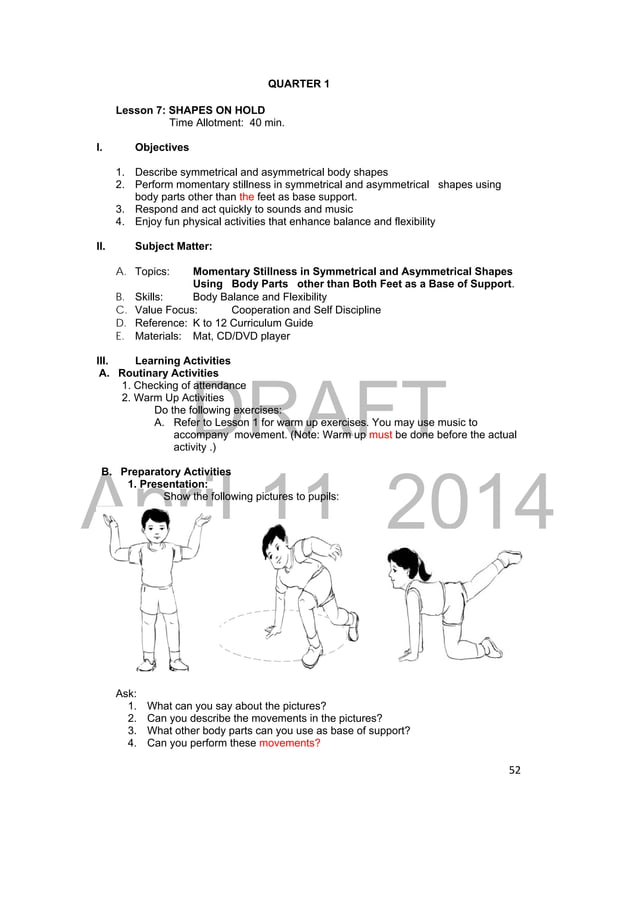 Grade 3 PE Teachers Guide | PDF