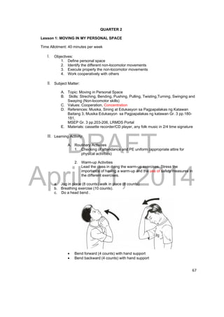 Grade 3 PE Teachers Guide | PDF