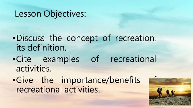 PE 4 - L1 Recreation.pptx | Healthy Living