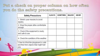 Module 2 week 3and4 safety precautions in playing games PE6 | PPTX