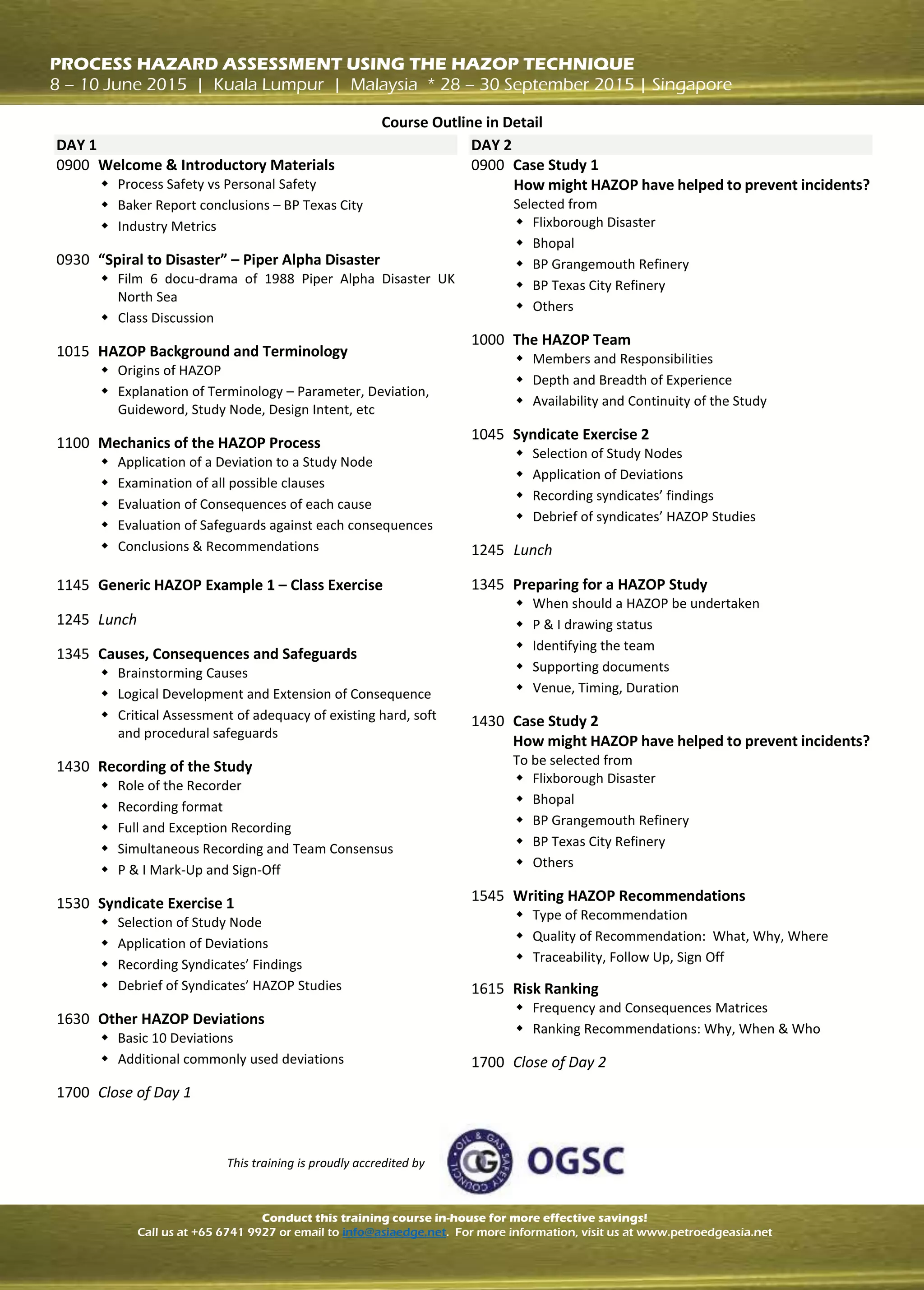 Hazop training - Hazard training | PDF