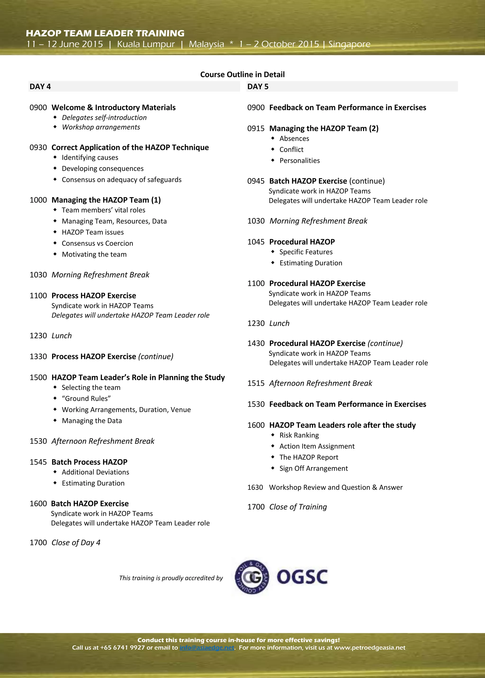 Hazop training - Hazard training | PDF