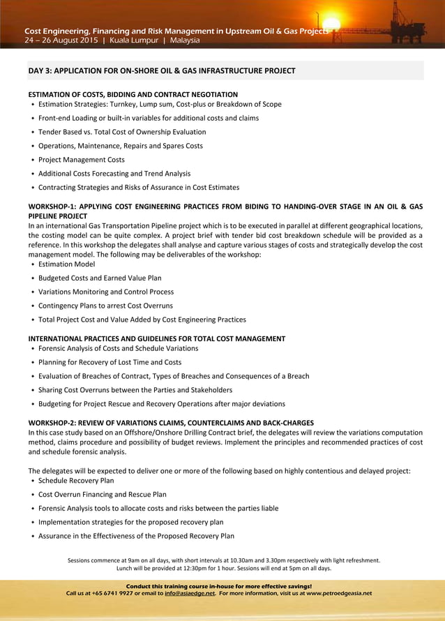 Cost Engineering Financing and Risk Management in Upstream Oil & Gas ...