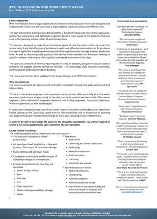 WELL INTERVENTION AND PRODUCTIVITY SCHOOL | PDF