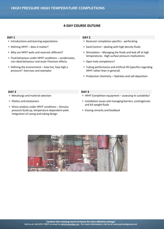 PE979 HIGH PRESSURE HIGH TEMPERATURE COMPLETIONS | PDF