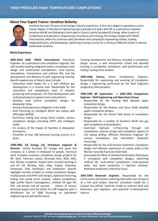 PE979 HIGH PRESSURE HIGH TEMPERATURE COMPLETIONS | PDF