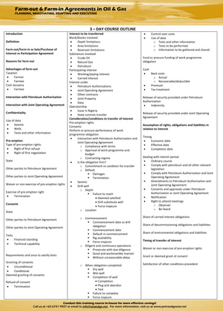 PE990 Planning, Negotiating, Drafting and Executing Farm-Out & Farm-In ...