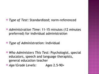 Peabody Picture Vocabulary, Third Edition | PPT