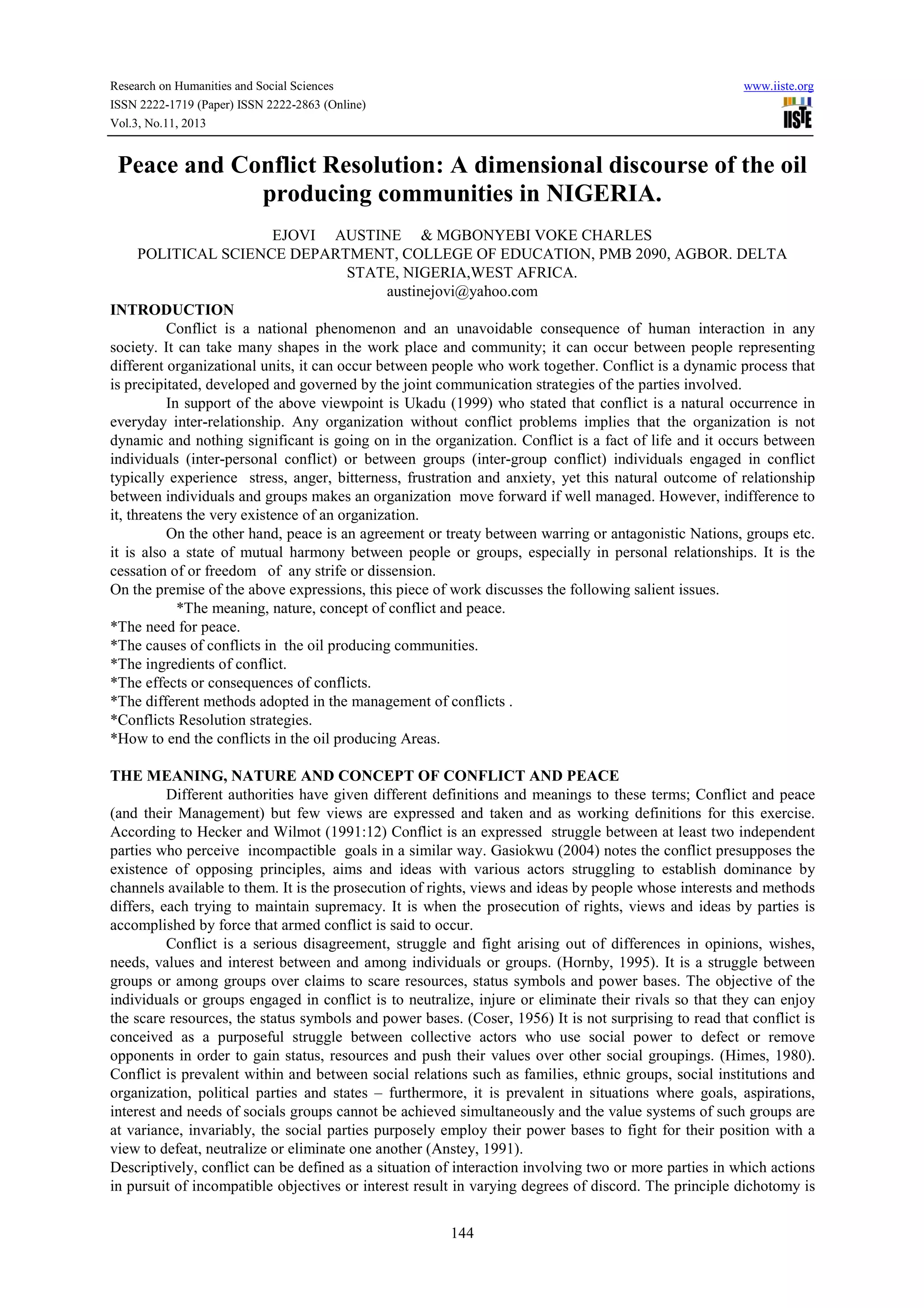 Peace and conflict resolution | PDF