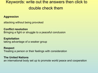 Peace war and Conflict Revision studypptx | PPTX