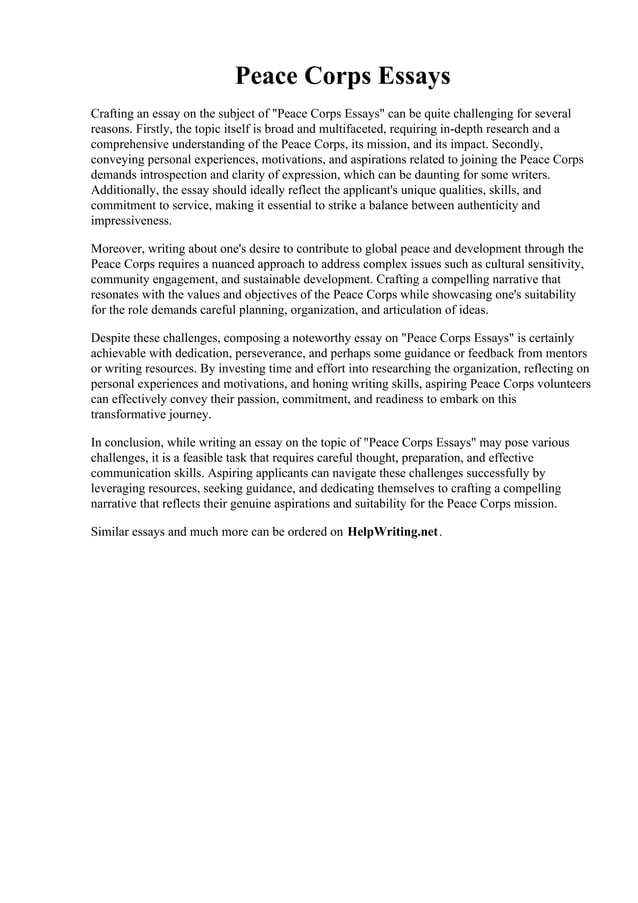 Peace Corps Essays | PDF