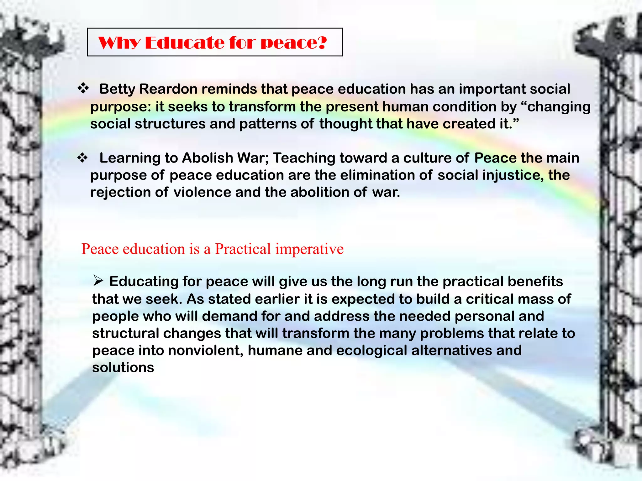 Peace Education (A Transformative Response to Major Societal Challenges ...