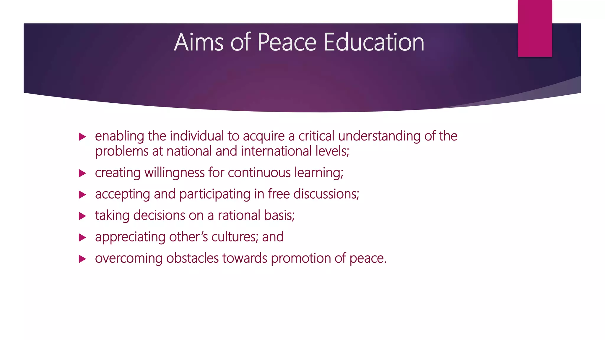Peace education, positive peace, negative peace, types of peace ...
