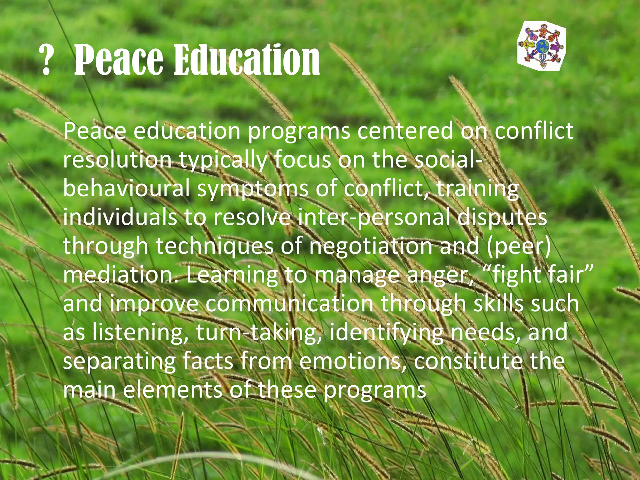 Peace education in schools | PPT
