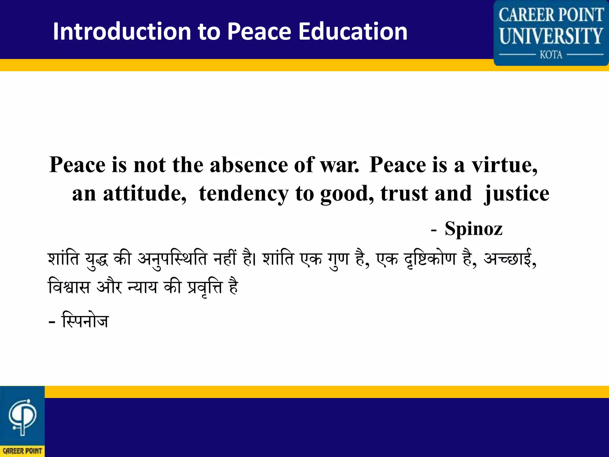 Peace education introduction definition concept and nature | PPTX