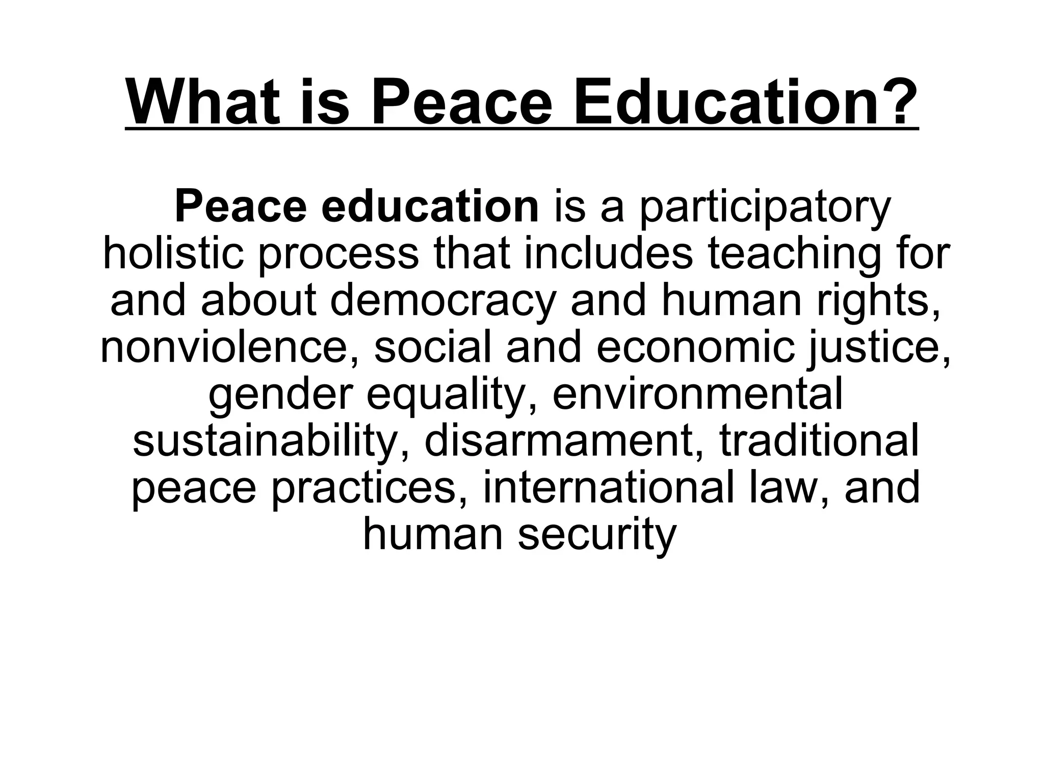 Peace education presentation | PPT