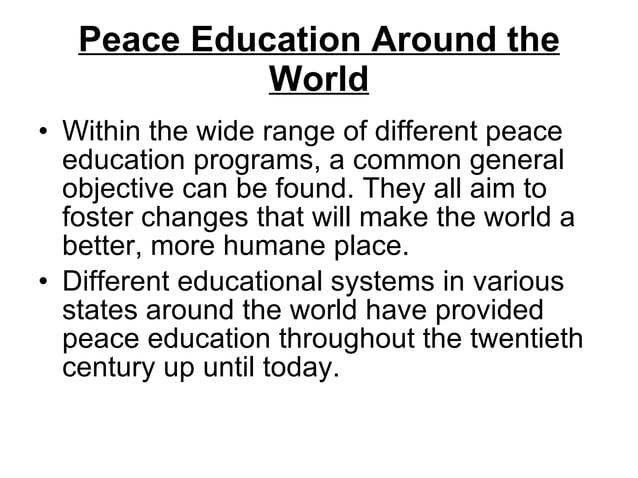 Peace education presentation | PPT