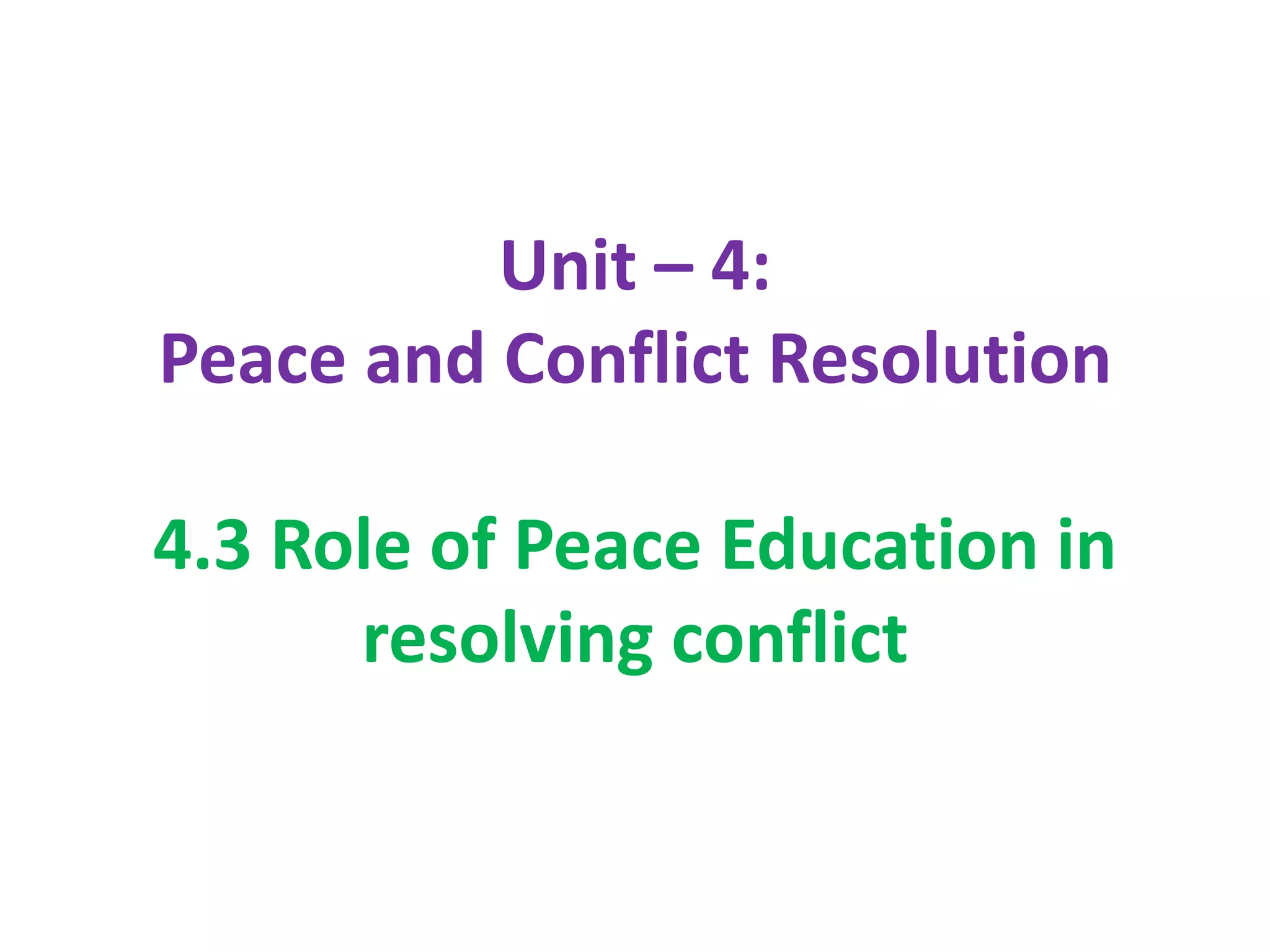 Peace and Conflict Resolution | PPTX