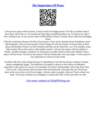 Peace Essay Topics | PDF