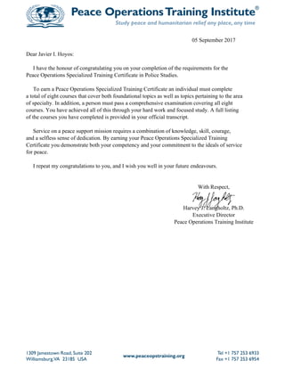 Peace Operations Specialized Training Certificate in Police Studies | PPT