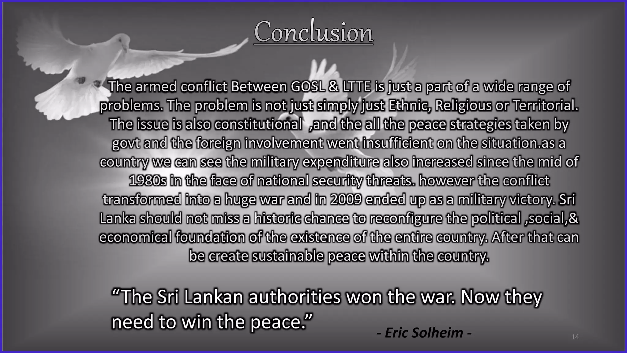 Peace process and militry expnditure in sri lankan civil war | PPT