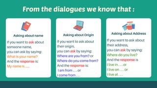 Asking and Giving Information about Identity | PDF